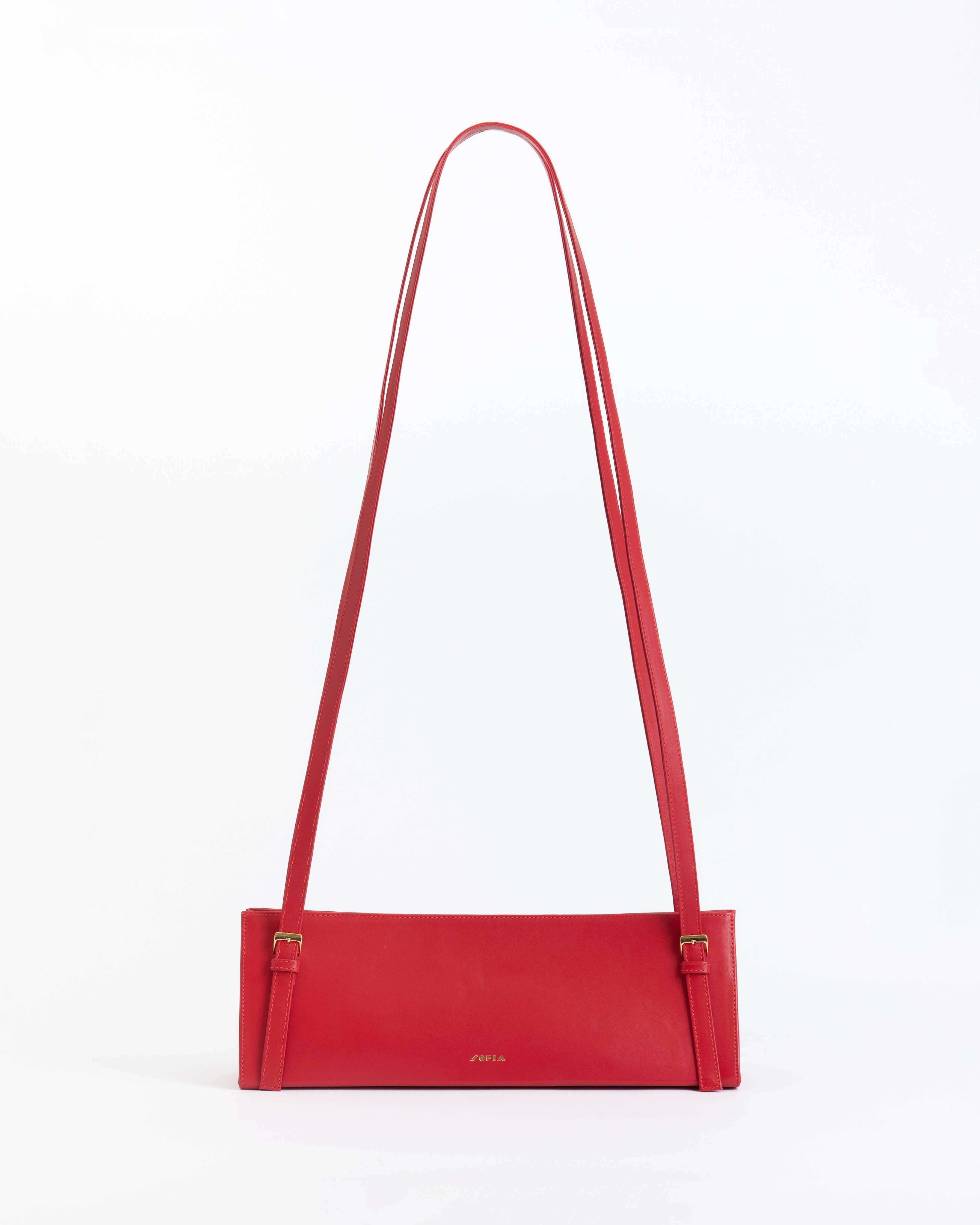La Riviera Red - Borsa in pelle rossa con manico e tracolla – Sofia Nardi
